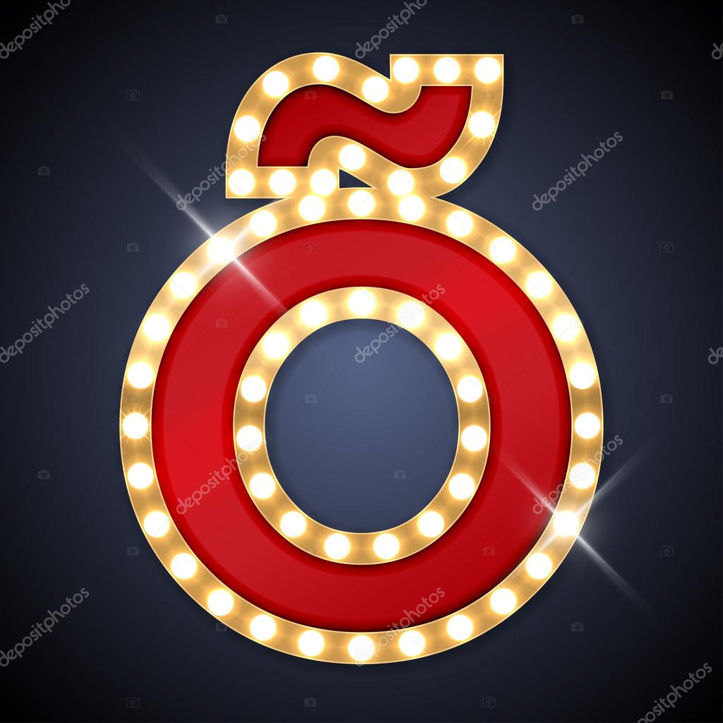 Ilustración vectorial de la letra O del letrero retro realista con ...