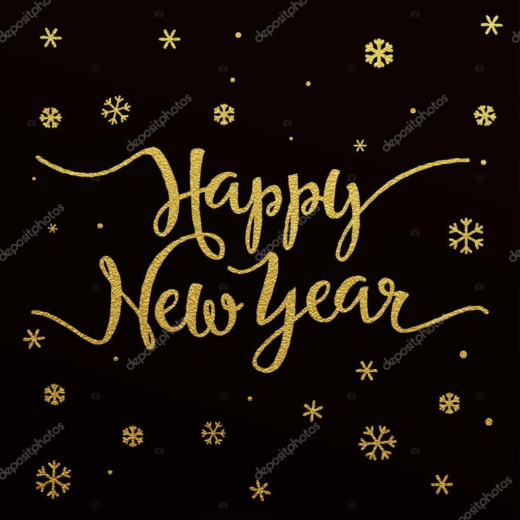 Gold lettering design for card Happy New Year Stock Vector Image by ...
