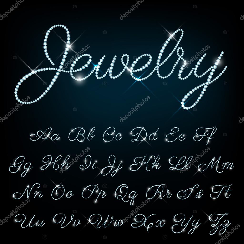Vector jewelry font set A to Z uppercase and lowercase Stock Vector ...