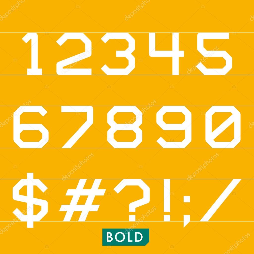 Geometrical monotype typeface numbers symbols Bold Stock Vector by ...