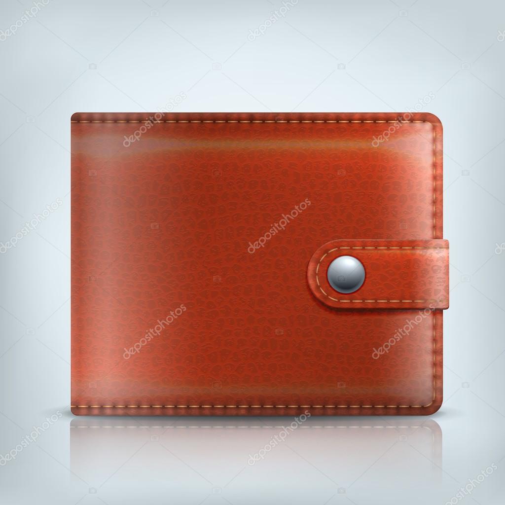 Realistic vector leather textured brown wallet Stock Vector Image by ...