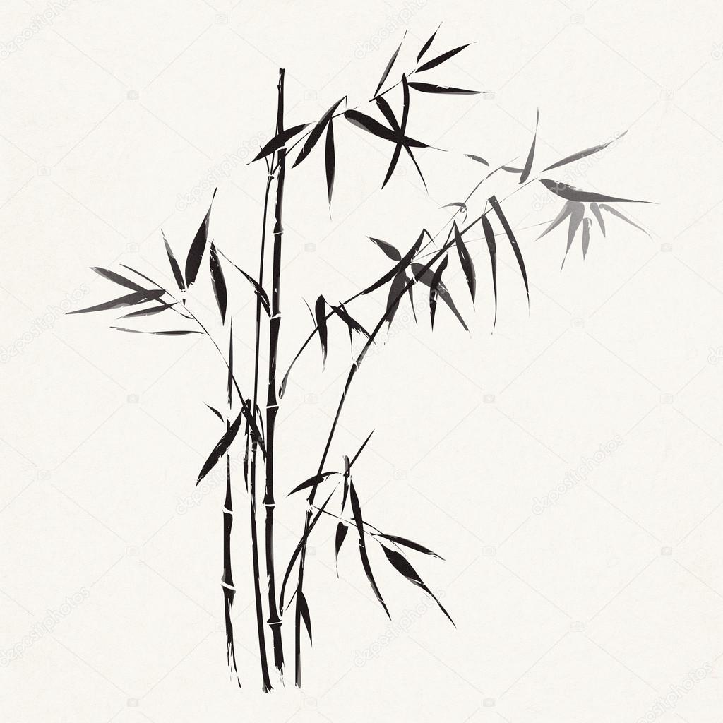 Bamboo branches outlined in black — Stock Photo © ronedale #90226048
