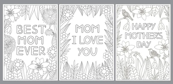 Mother's Day Coloring Card Best Mom Ever Mom Coloring Page Stock Vector ...