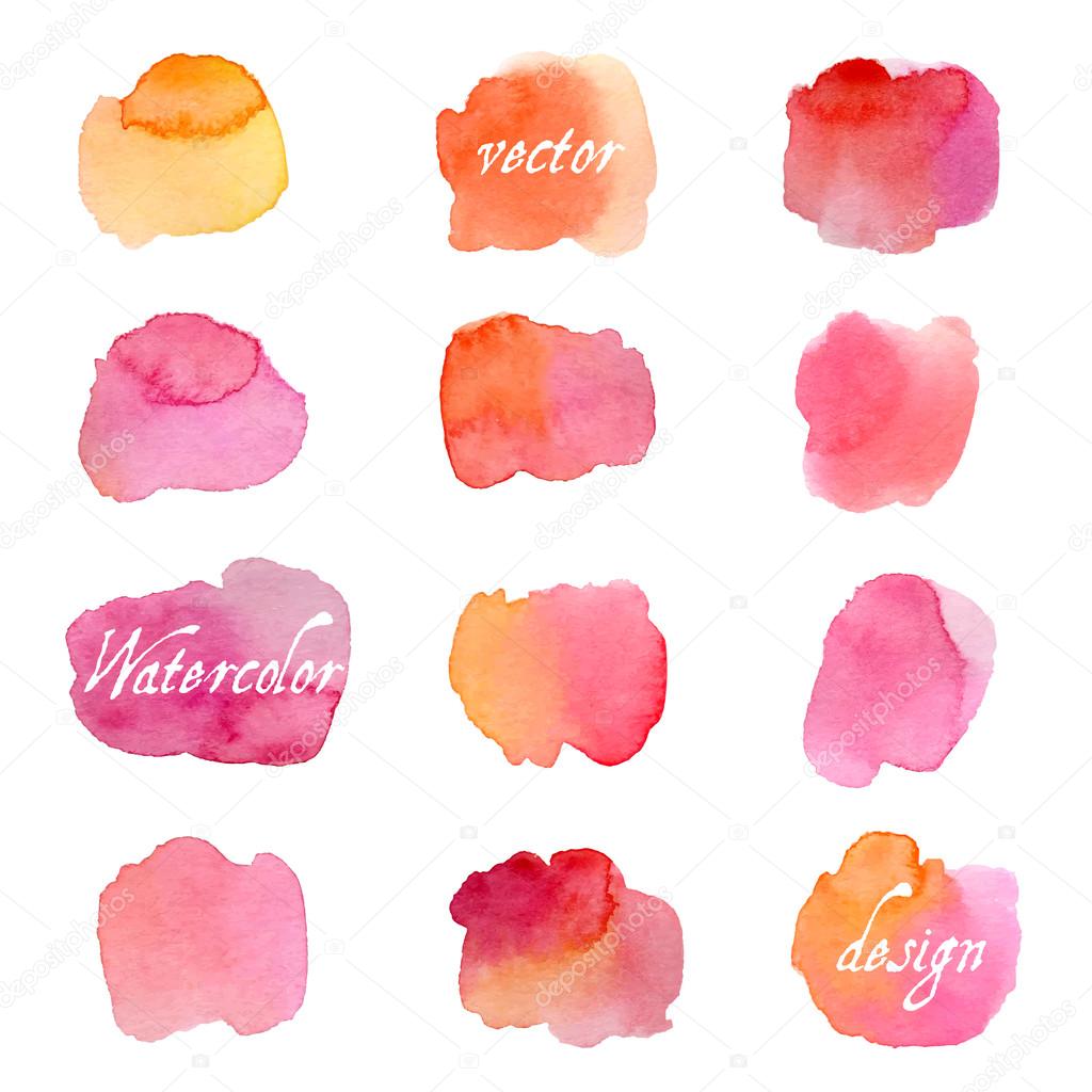 Colorful watercolor splashes isolated on white background. Stock Vector ...