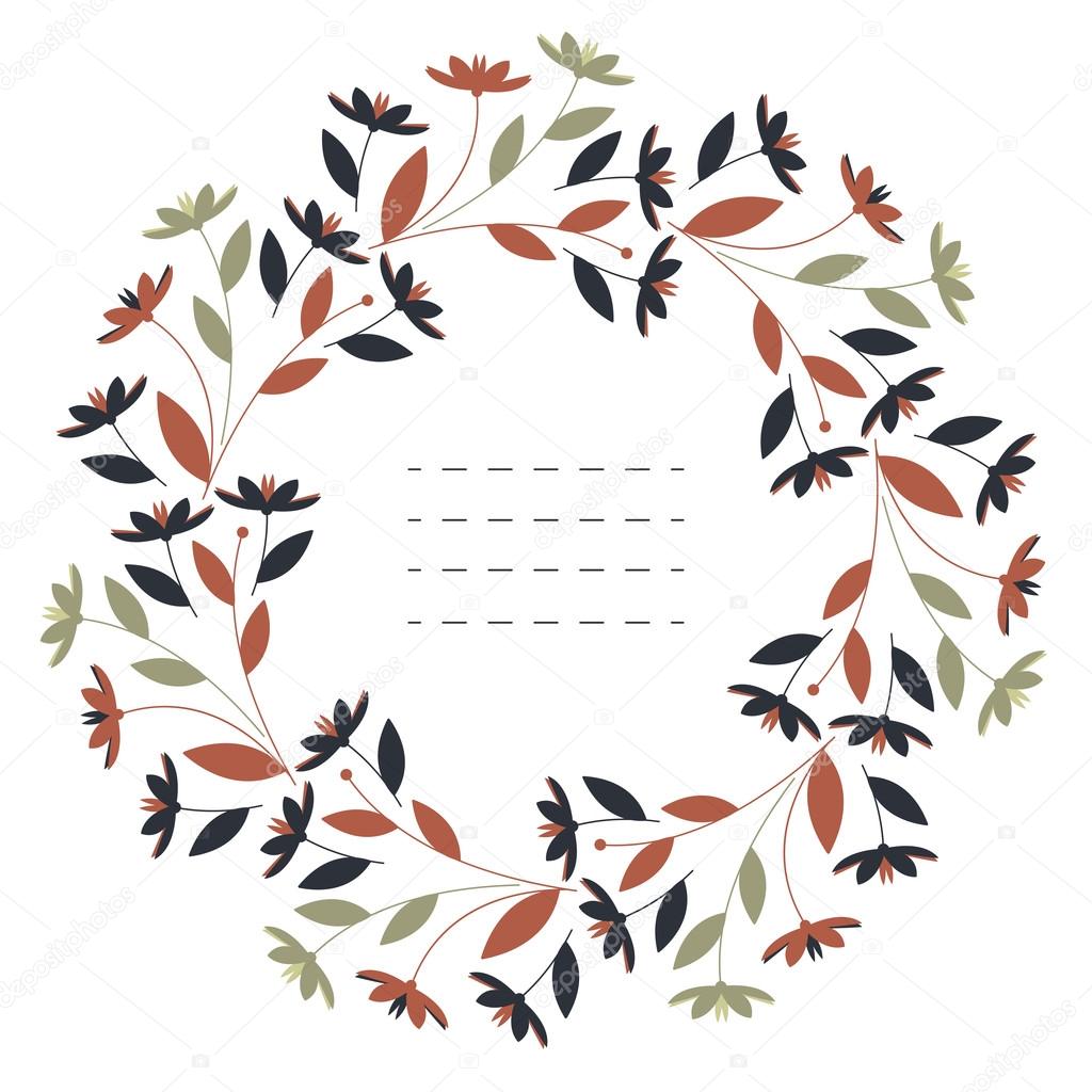 Beautiful round frame with decorative flowers isolated on white — Stock ...