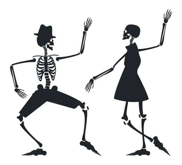 Skeleton Silhouette Dancing Skeleton Silhouette — Stock Vector