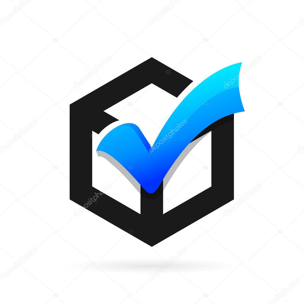 Check mark logo in box symbol premium vector 2024