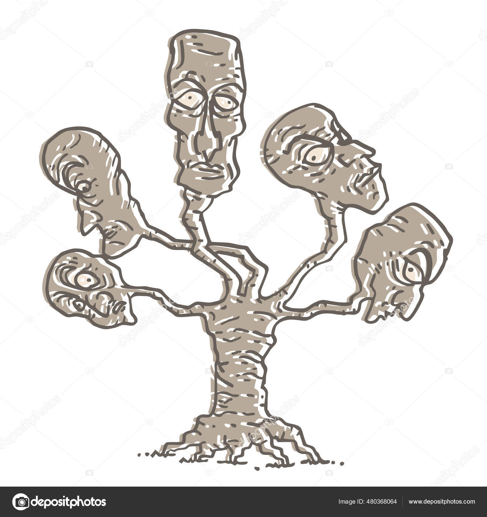 Illustration Tree Made Human Heads Stock Vector by ©RATOCA 480368064