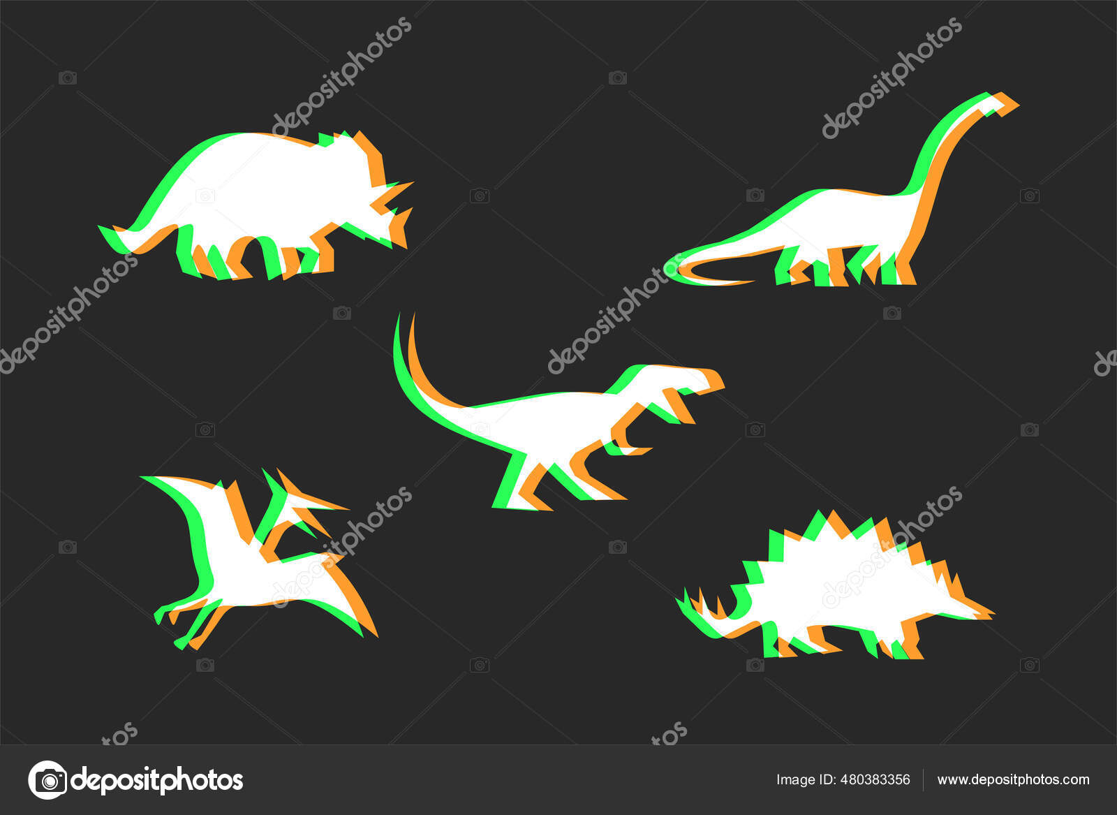 Dinosaurs Symbols Design Vector Illustration Stock Vector Image by ...
