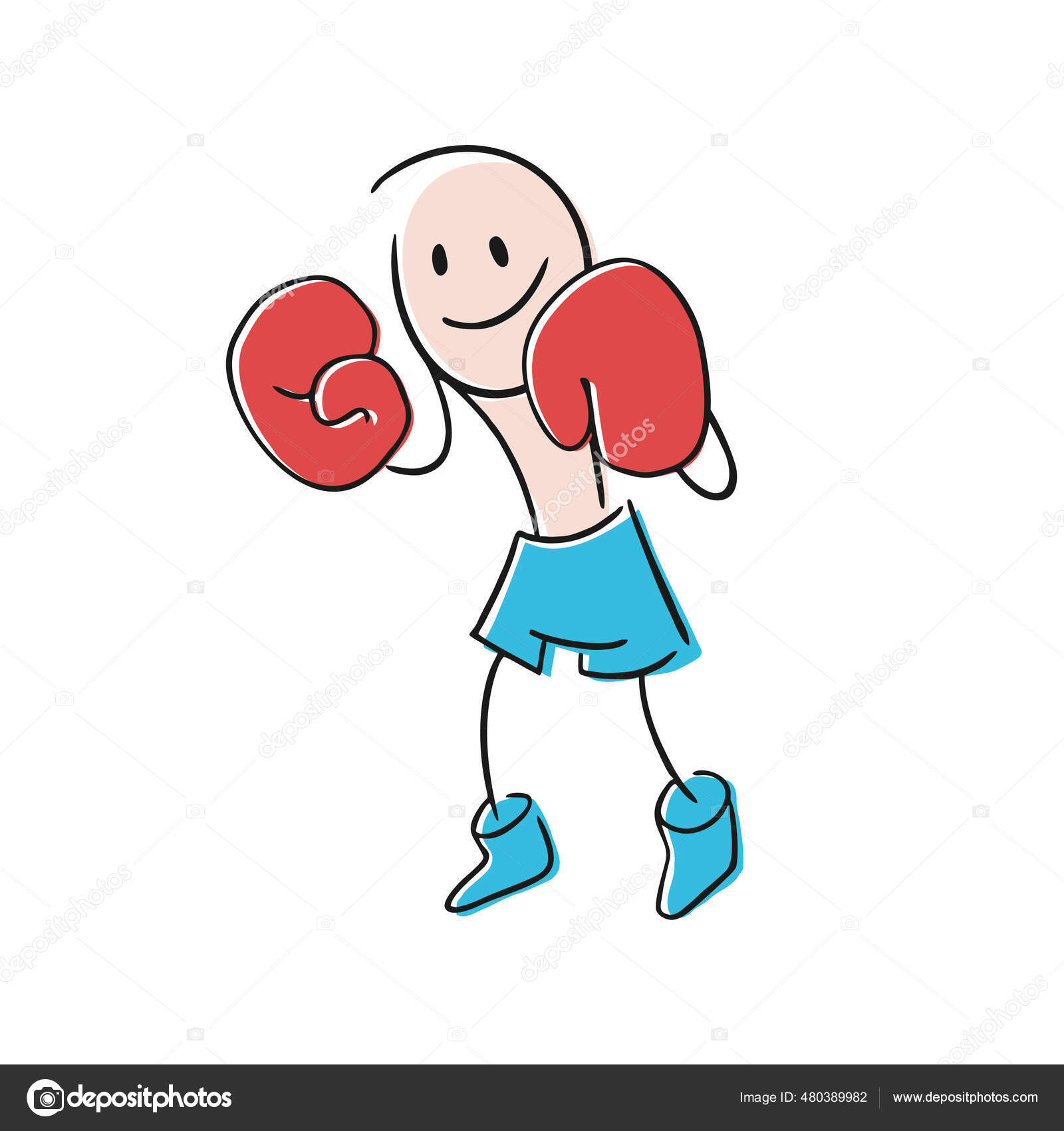 Boxer Man Draw Vector Illustration Stock Vector by ©RATOCA 480389982