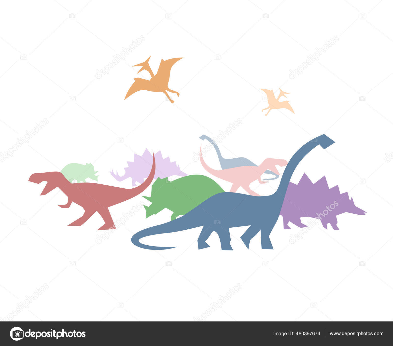 Creative Color Dinosaurs Illustration Stock Vector by ©RATOCA 480397674