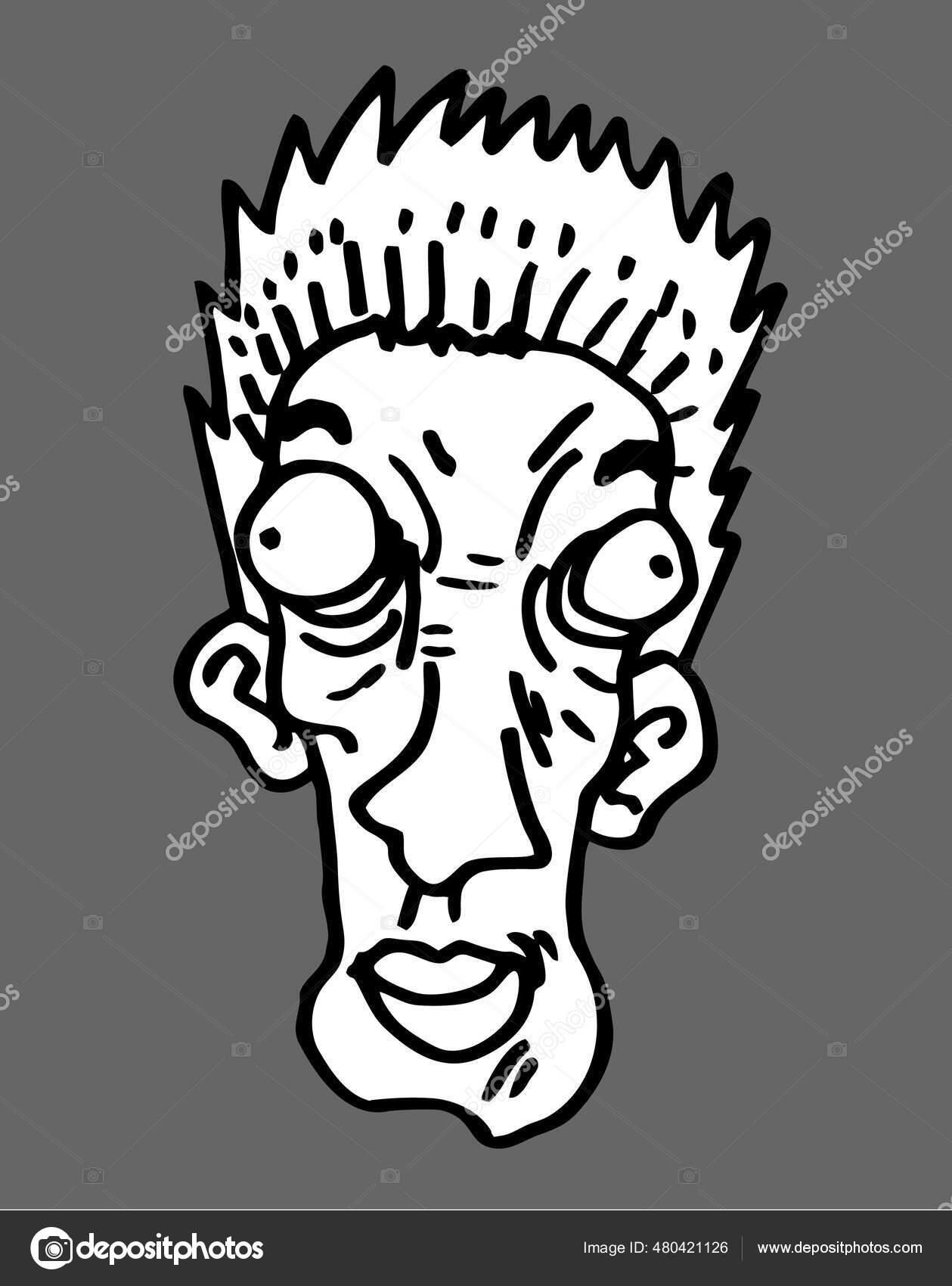 Dibujo Cara Dibujos Animados Loco Vector de stock #480421126 de ©RATOCA