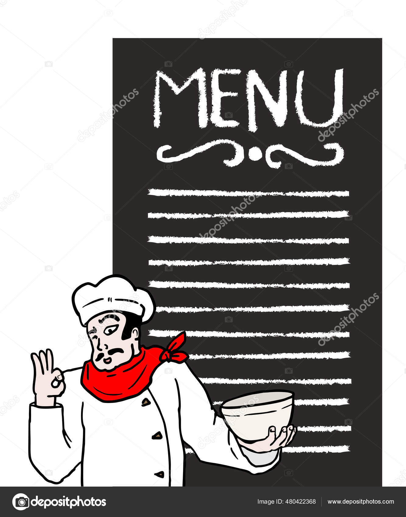 Menu Chef Vector Illustration Stock Vector by ©RATOCA 480422368