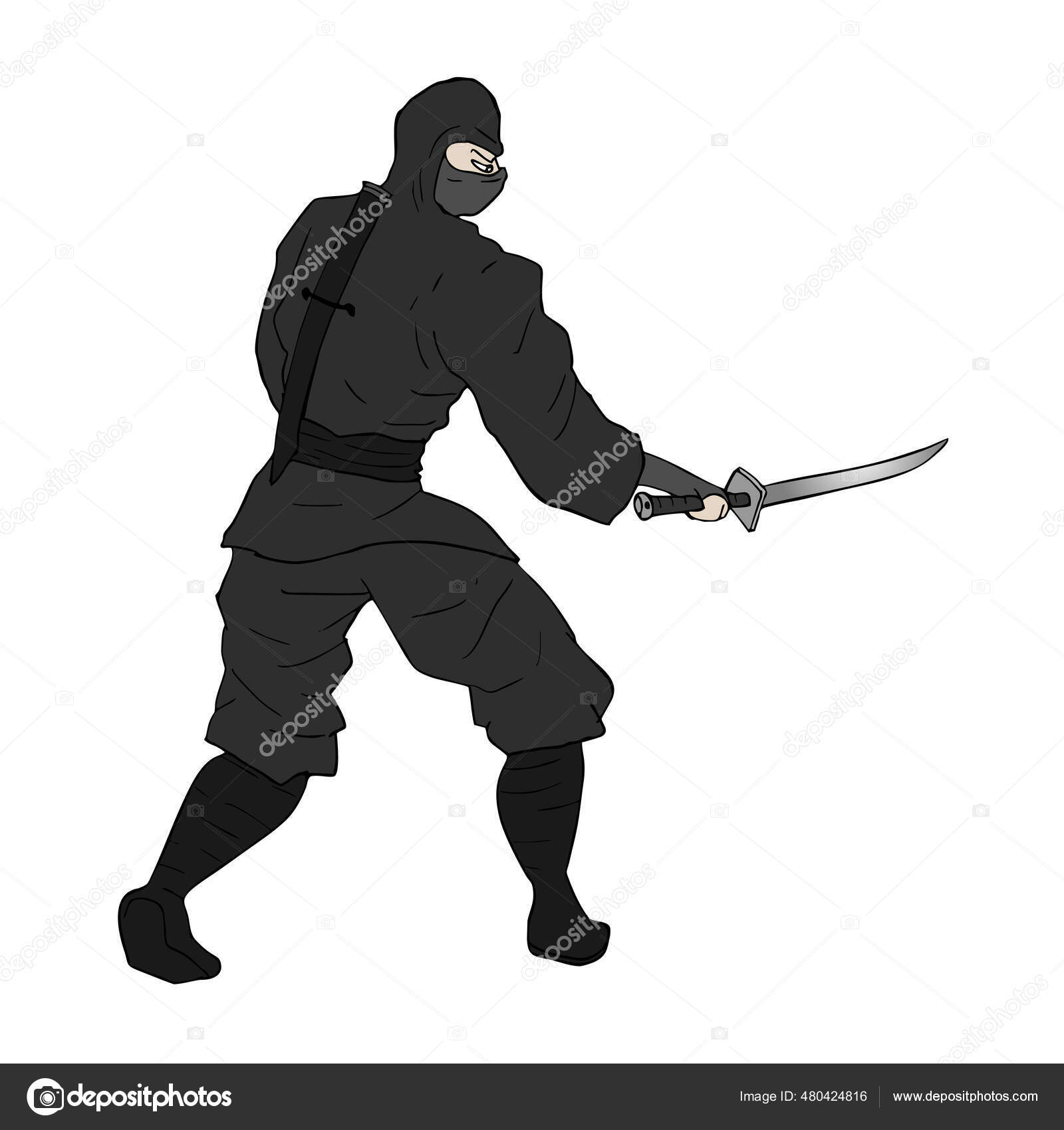Vector Illustration Ninja Sword Stock Illustration by ©RATOCA #480424816