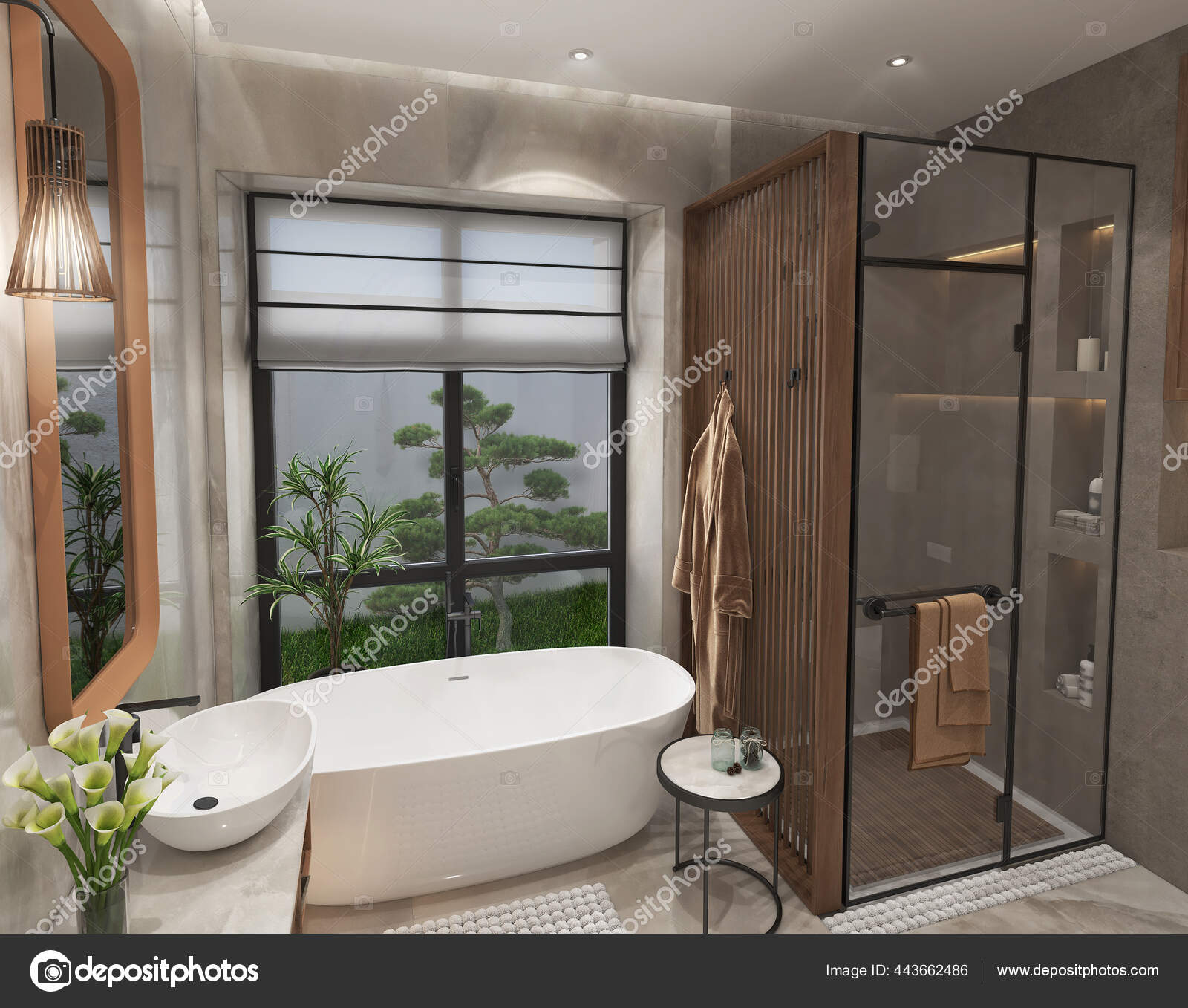 Master Bathroom Design Ideas Render Stock Photo by ©ThreeDiCube 443662486