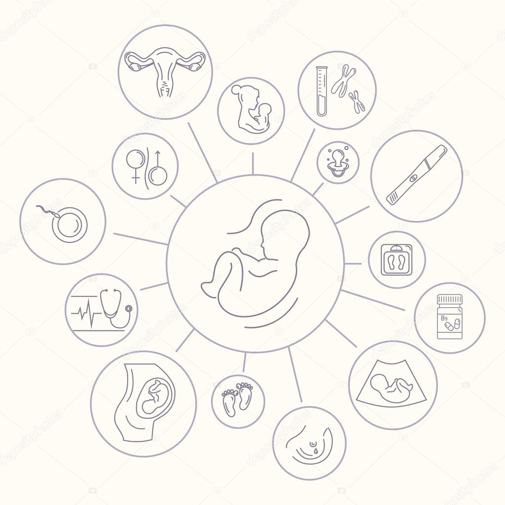 Medicina Y Embarazo Vector Línea Icono Vector Gráfico Vectorial