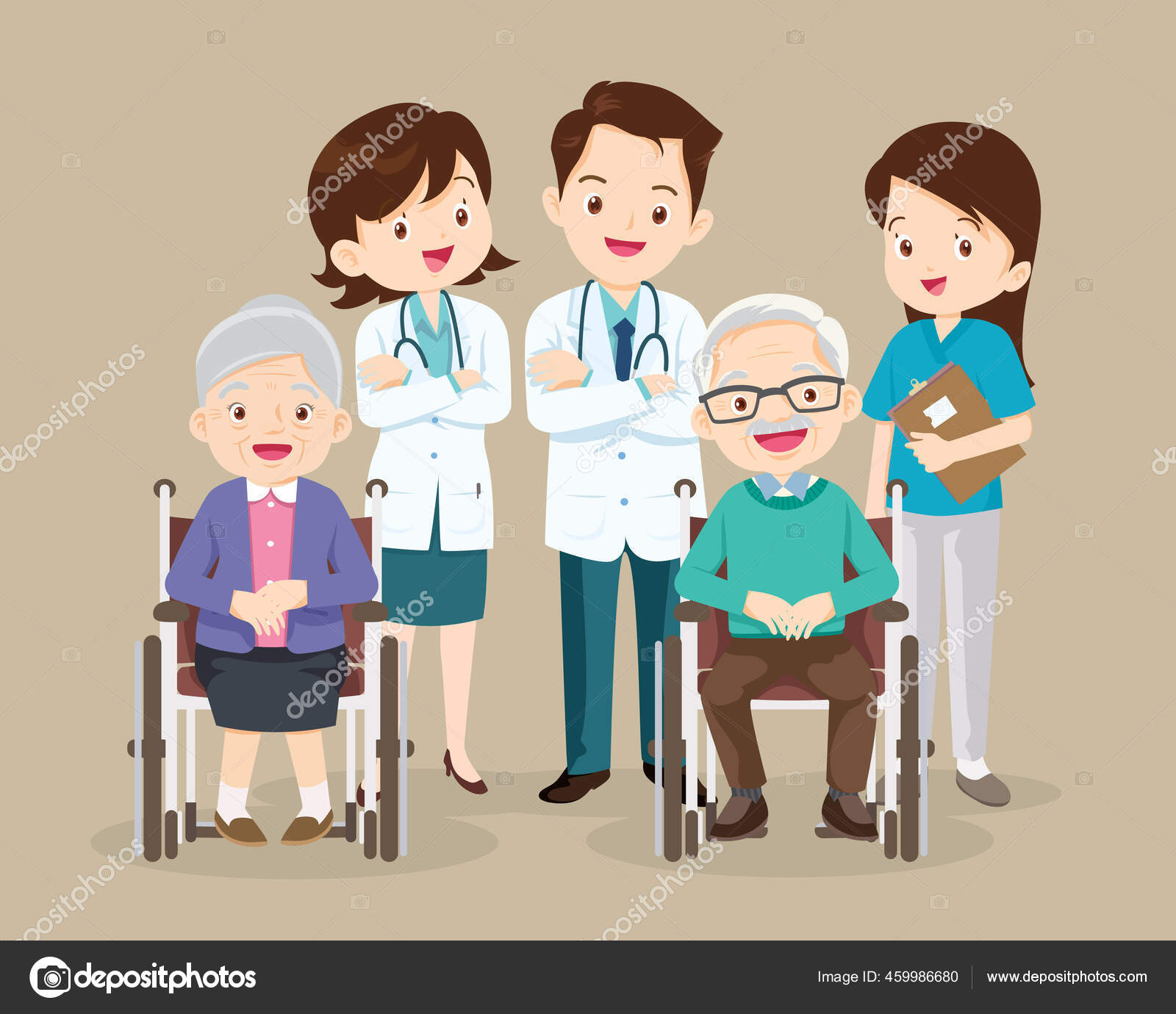 Anciano., Viejo., Sanidad, Asistencia Sanitaria, Médico Ilustración de ...