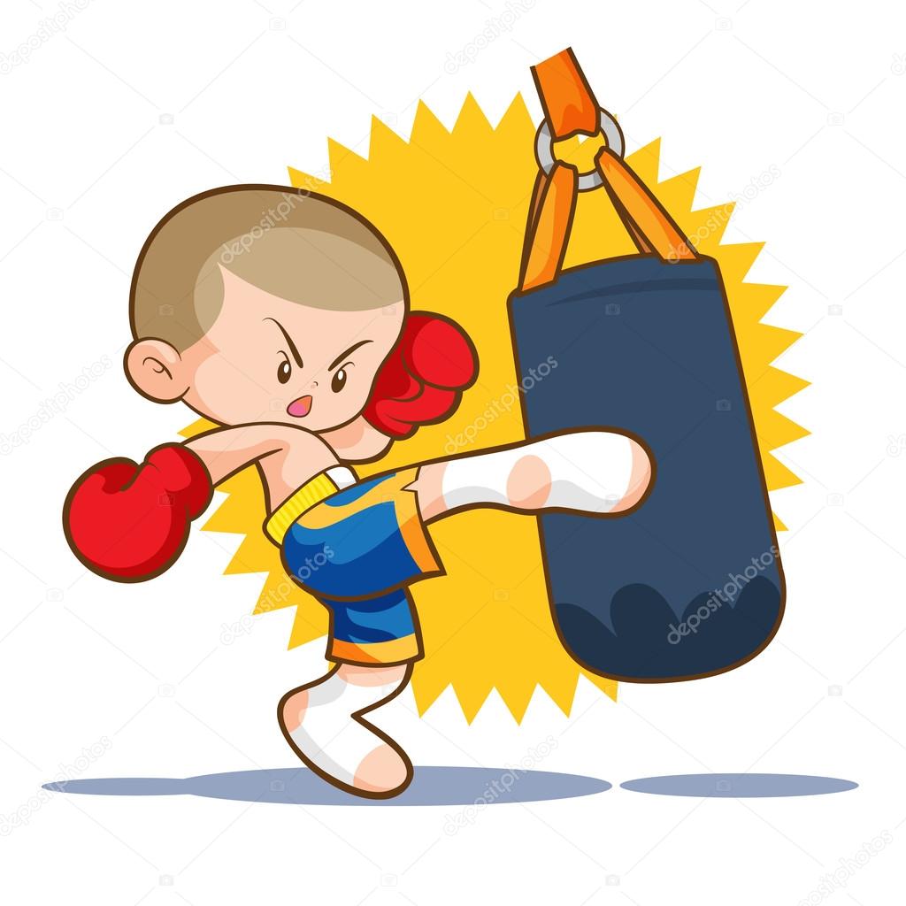 Muaythai sandbag boxing kick — Stock Vector © watcartoon #79281632