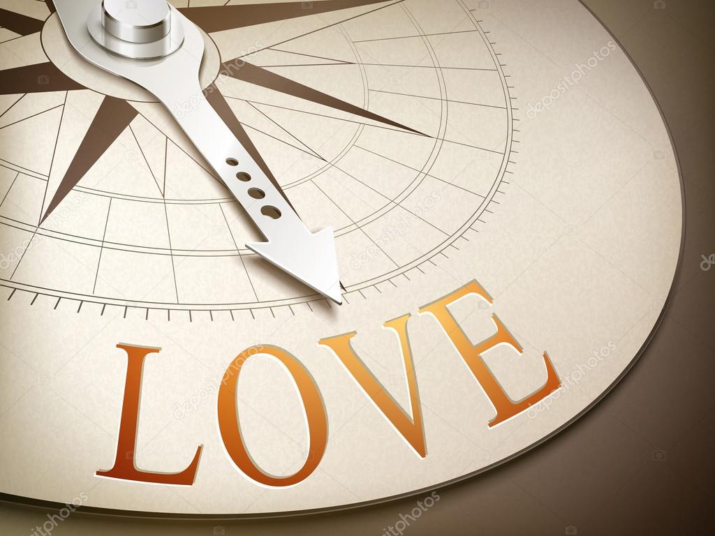3d compass with needle pointing the word love Stock Vector Image by ...