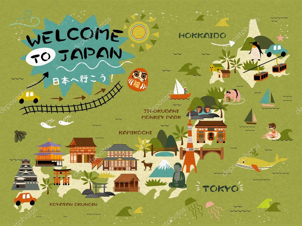 Japan travel map Stock Vector Image by ©HstrongART #121780460