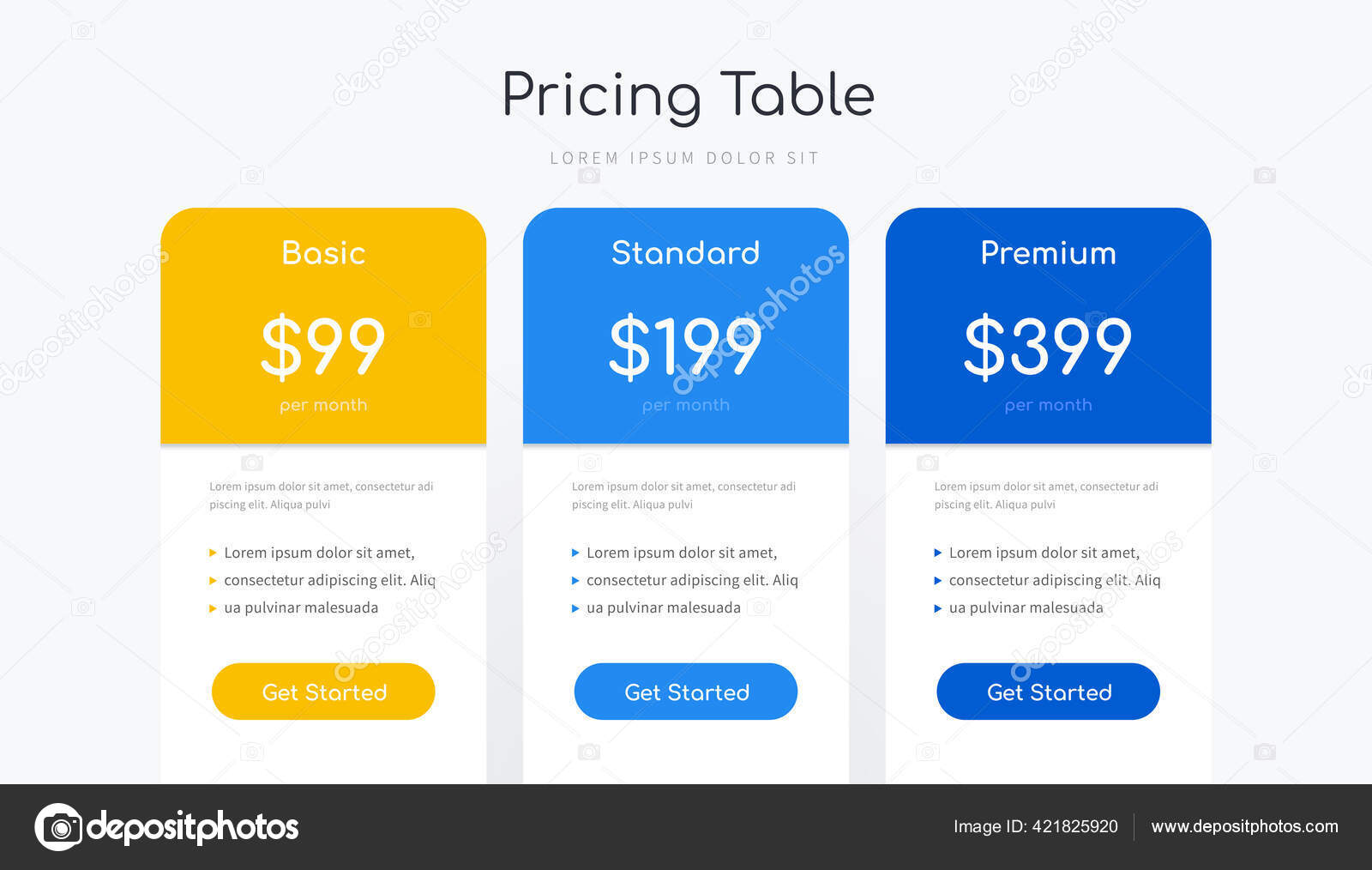 Pricing Table Infographic Design Option Banner Vector Template Stock ...