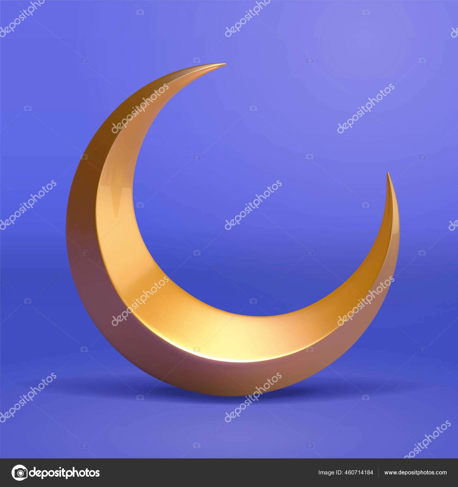 Illustration Golden Crescent Moon Element Isolated Blue Background ...