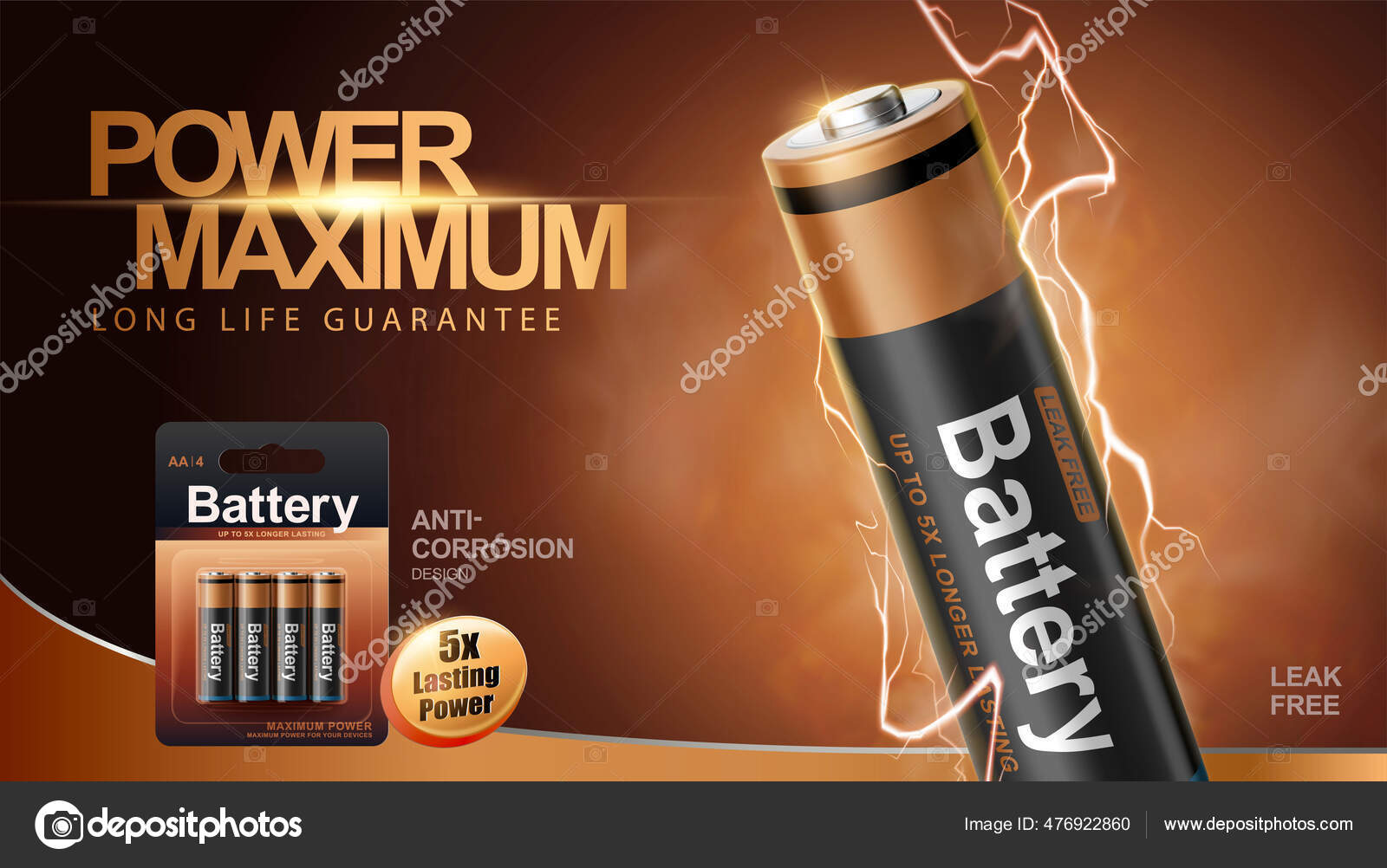 Aaa Battery Banner Template Battery Mock Releases Electric Lightening ...
