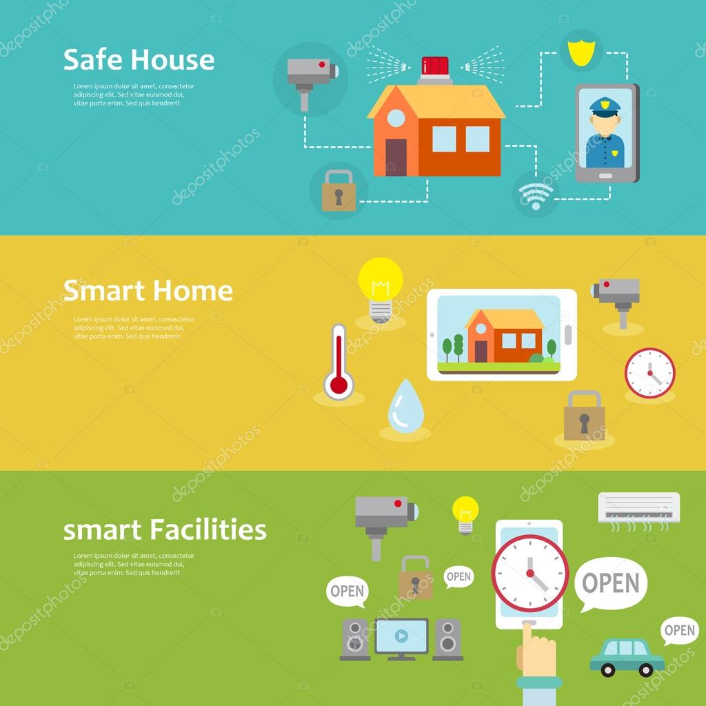 Smart home and facilities banner Stock Vector by ©HstrongART 91532206