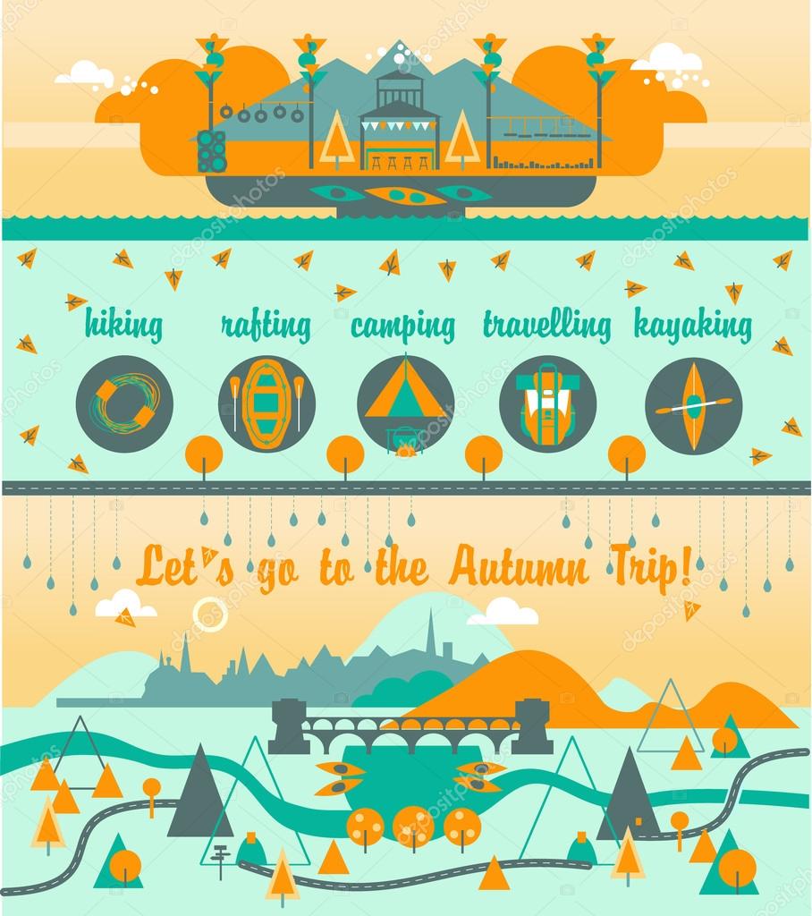 Backgrounds and Icons for Extreme Outdoor Activities in Flat Style ...
