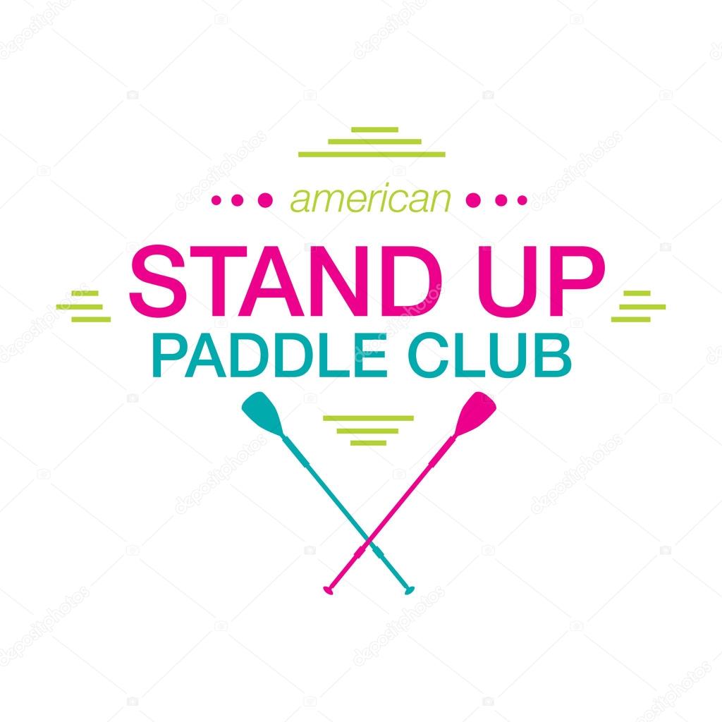 Colorful logo template for stand up paddling. Athletic labels and ...