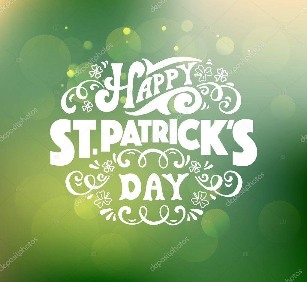 Hand sketched text 'Happy Saint Patrick's Day' on textured background ...