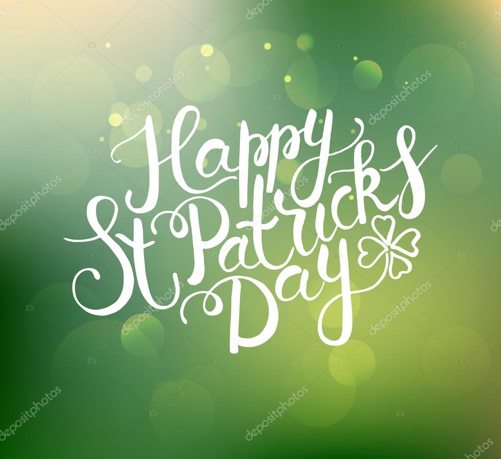 Hand sketched text 'Happy Saint Patrick's Day' on textured background ...