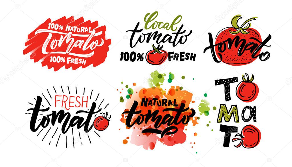 Tipografía de letras de productos Tomate dibujada a mano. Concepto para ...