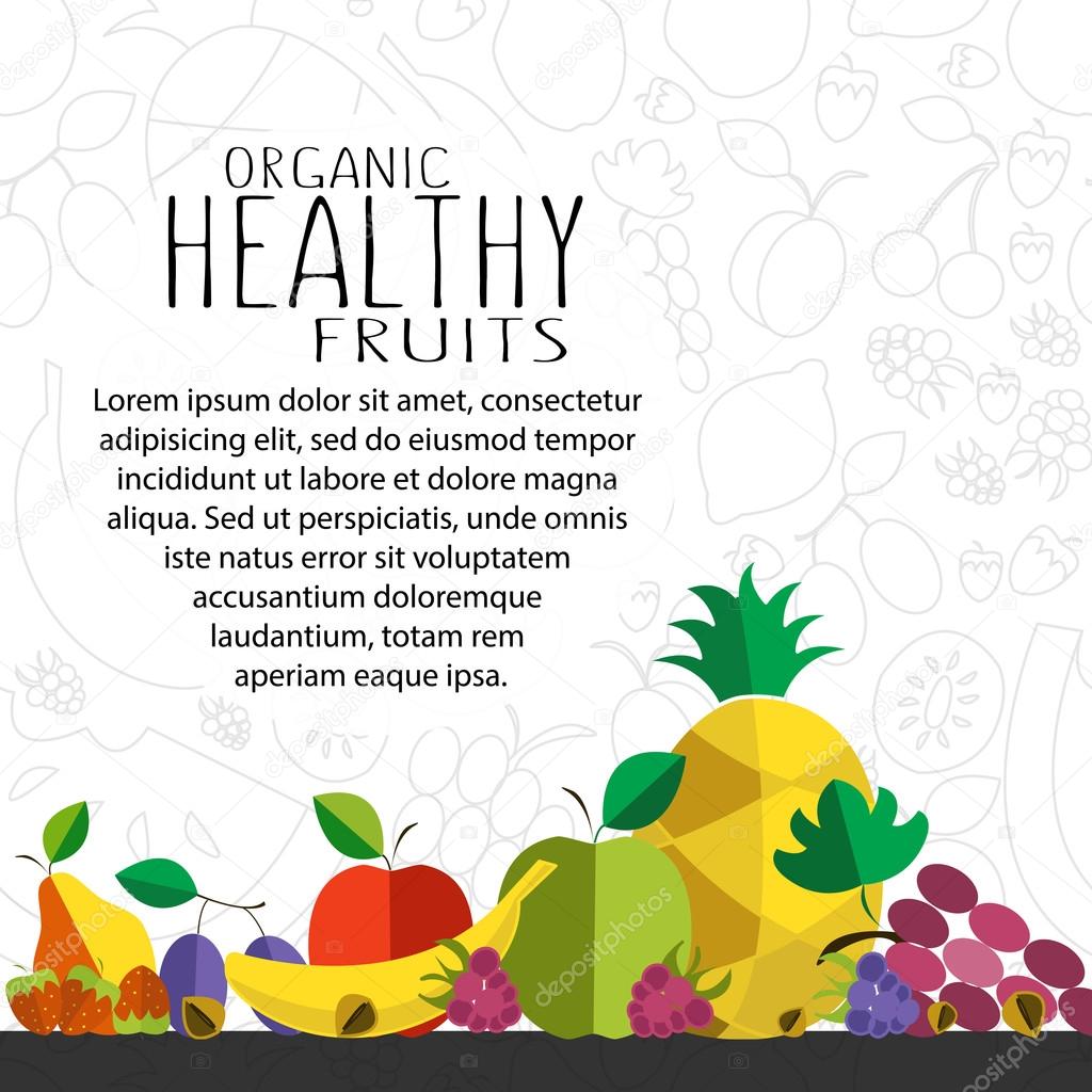 Vector illustration of fruit template hand drawn in flat design Stock ...