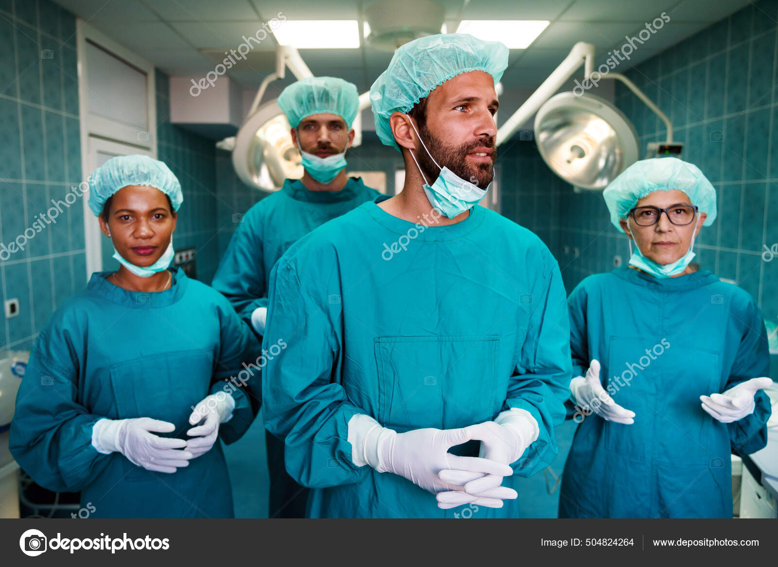 Portrait Successful Medical Surgeon Team Operating Room Ready Work ...
