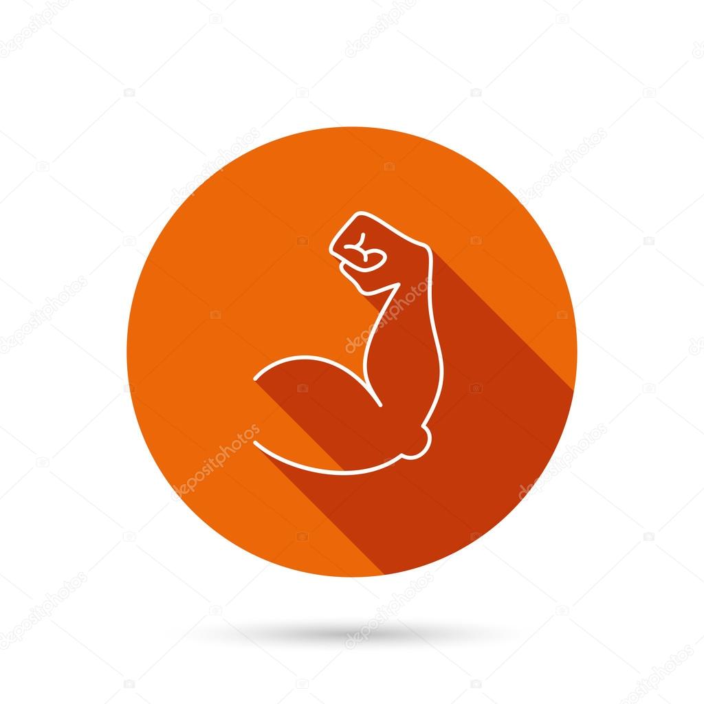 Icono del músculo bíceps. Cuerpo constructor brazo fuerte signo. 2023