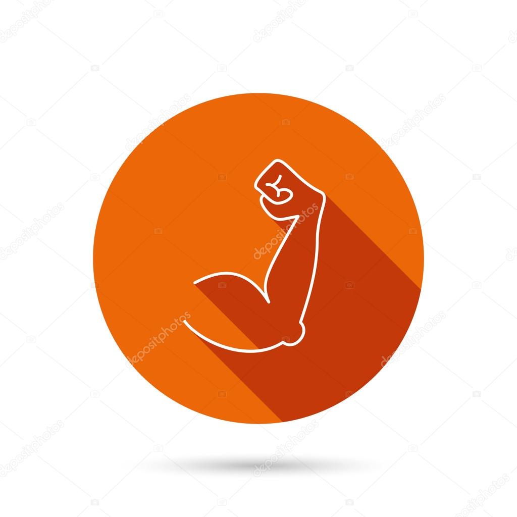 Icono del músculo bíceps. Cuerpo constructor brazo fuerte signo. 2023