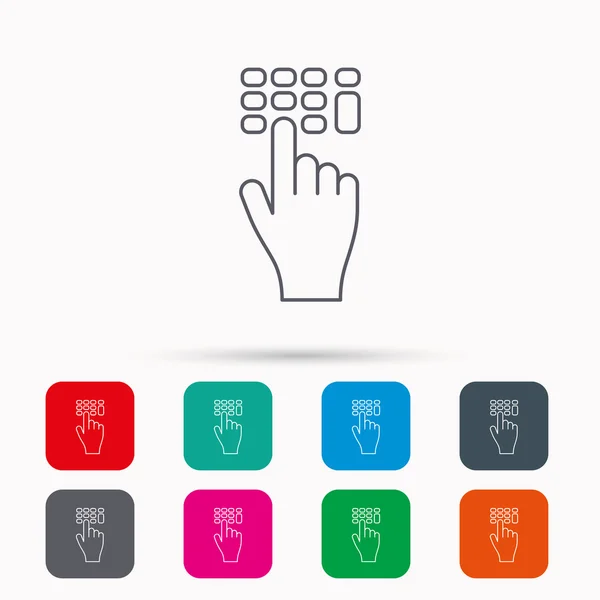 Enter pin code icon. Click hand pointer sign. Stock Vector Image by ...