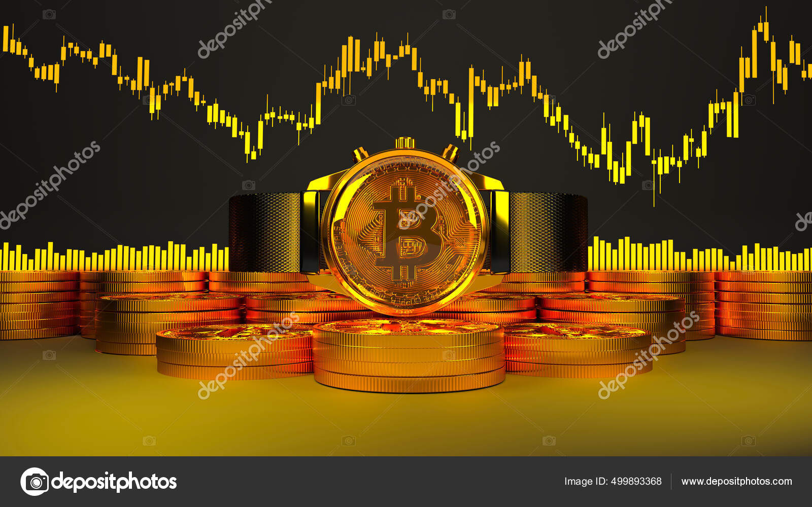Bitcoin Watch Gold Background Image Stock Photo by ©stasnds 499893368