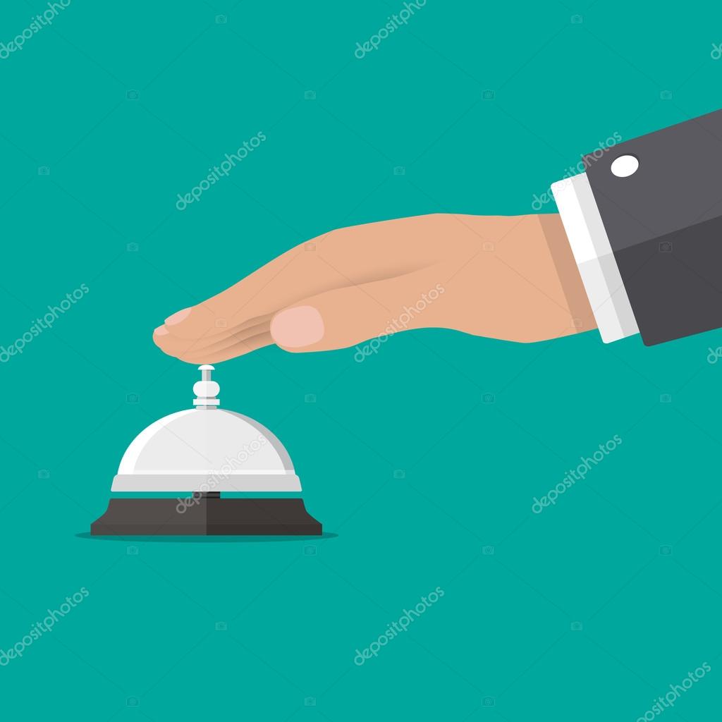 Timbre de mano de hombre de negocios en campana de servicio Vector de ...