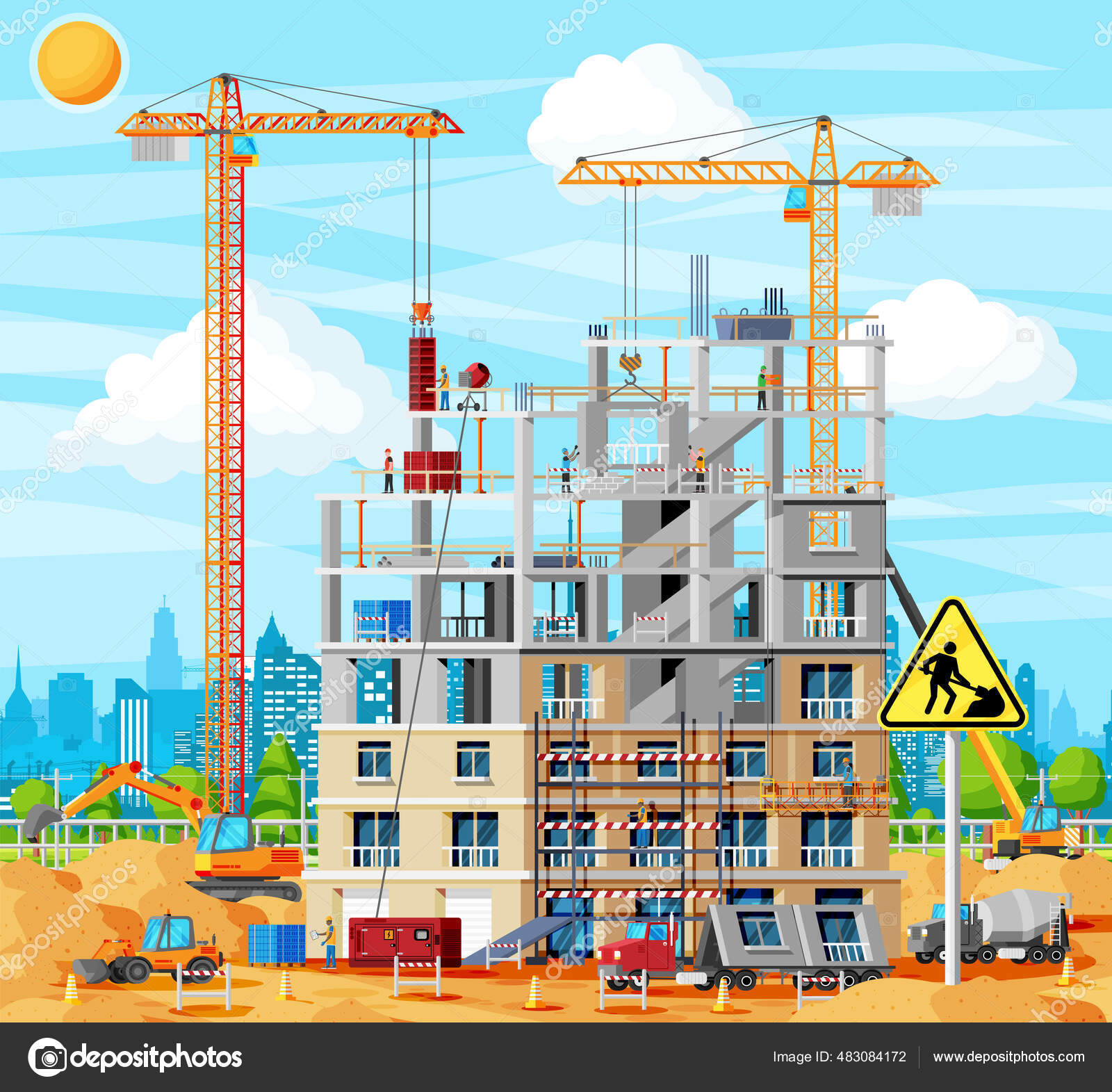 Construction Site Banner. Stock Vector by ©abscent 483084172