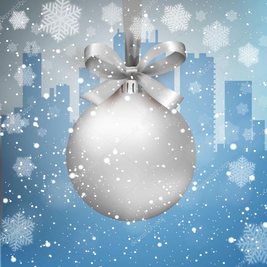 Winter city background with ball Stock Vector by ©abscent 90220696