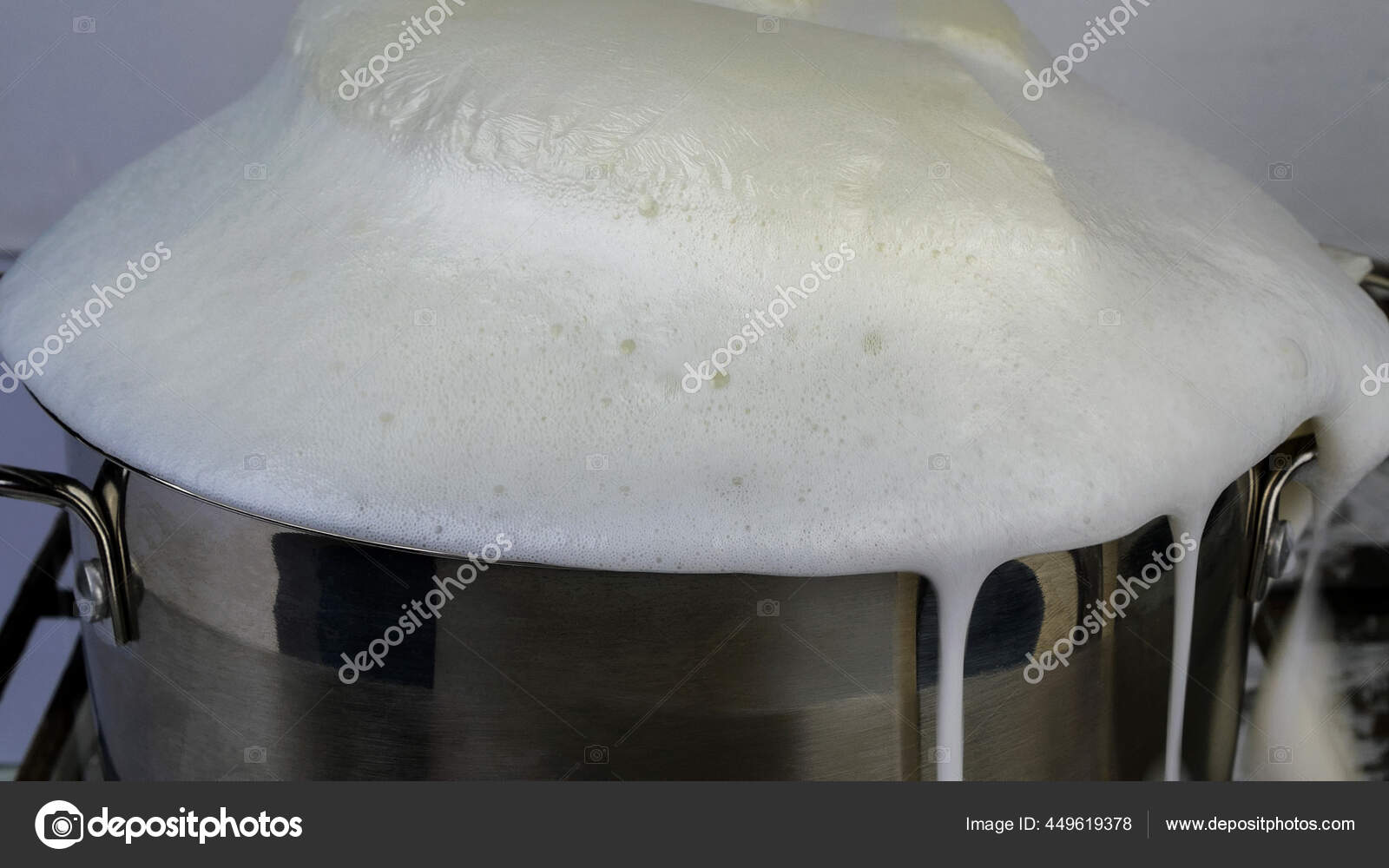 Cows Milk Boiled Overflowing Boiling Milk Escapes Saucepan Forgot Milk ...