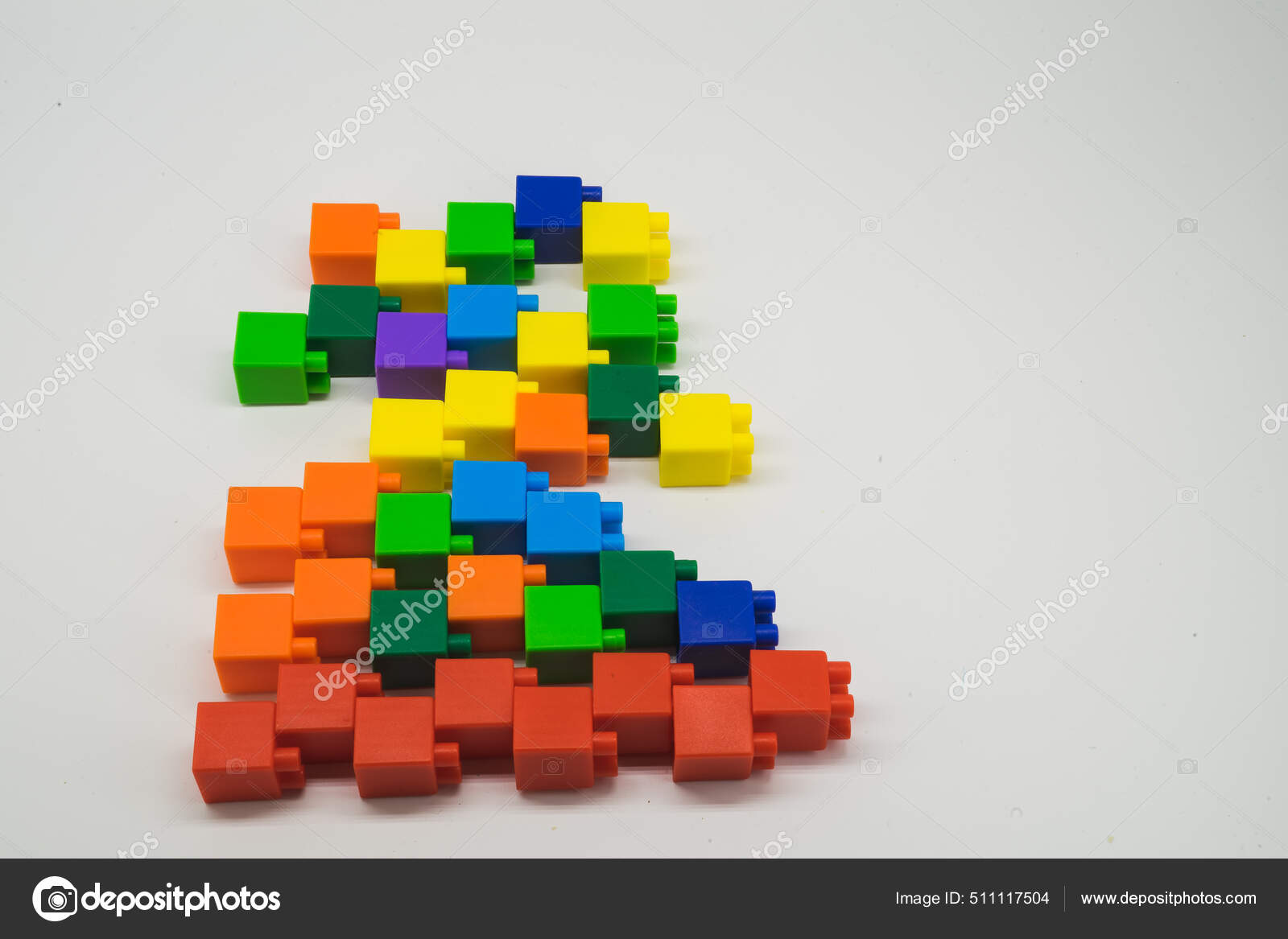 Plastic Building Blocks Lying Floor Isolated White Background — Stock ...