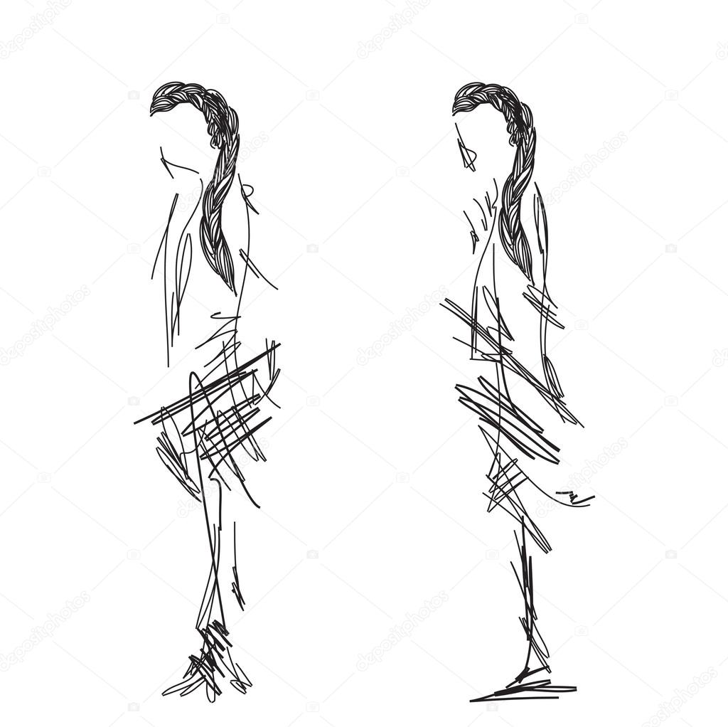 Módní modely skica — Stock Vektor © Yuliia25 #95843014