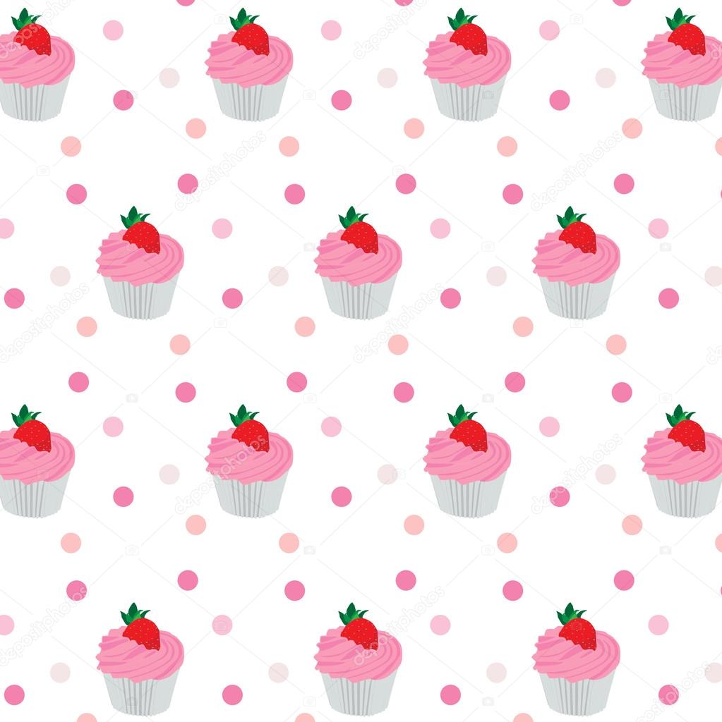 Cupcakes colorful seamless pattern on white background.Vector cu ...