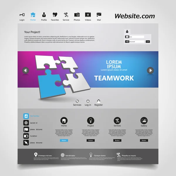 High tech company blue business website template - editable — Stock ...