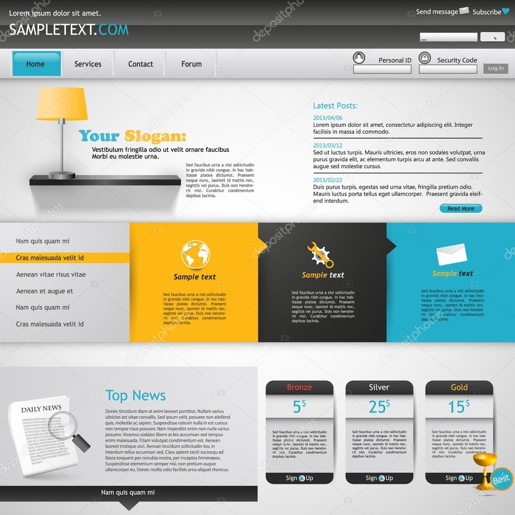 Website Template Design Stock Vector by ©Droidworker 87572914