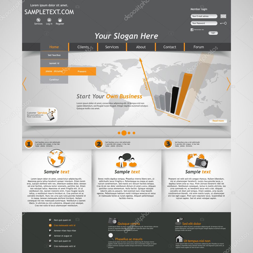 Website Template Design Stock Vector by ©Droidworker 87573834