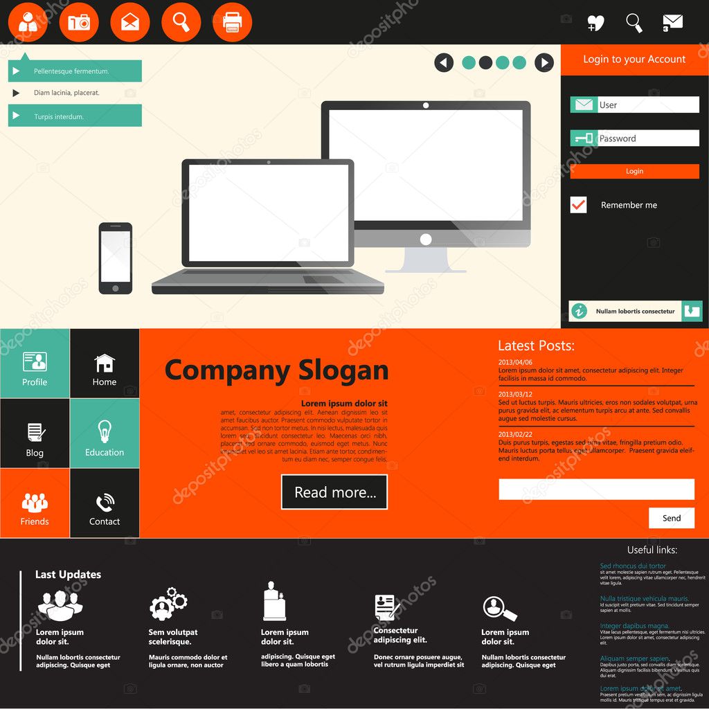 Website Template Design Stock Vector by ©Droidworker 87585930